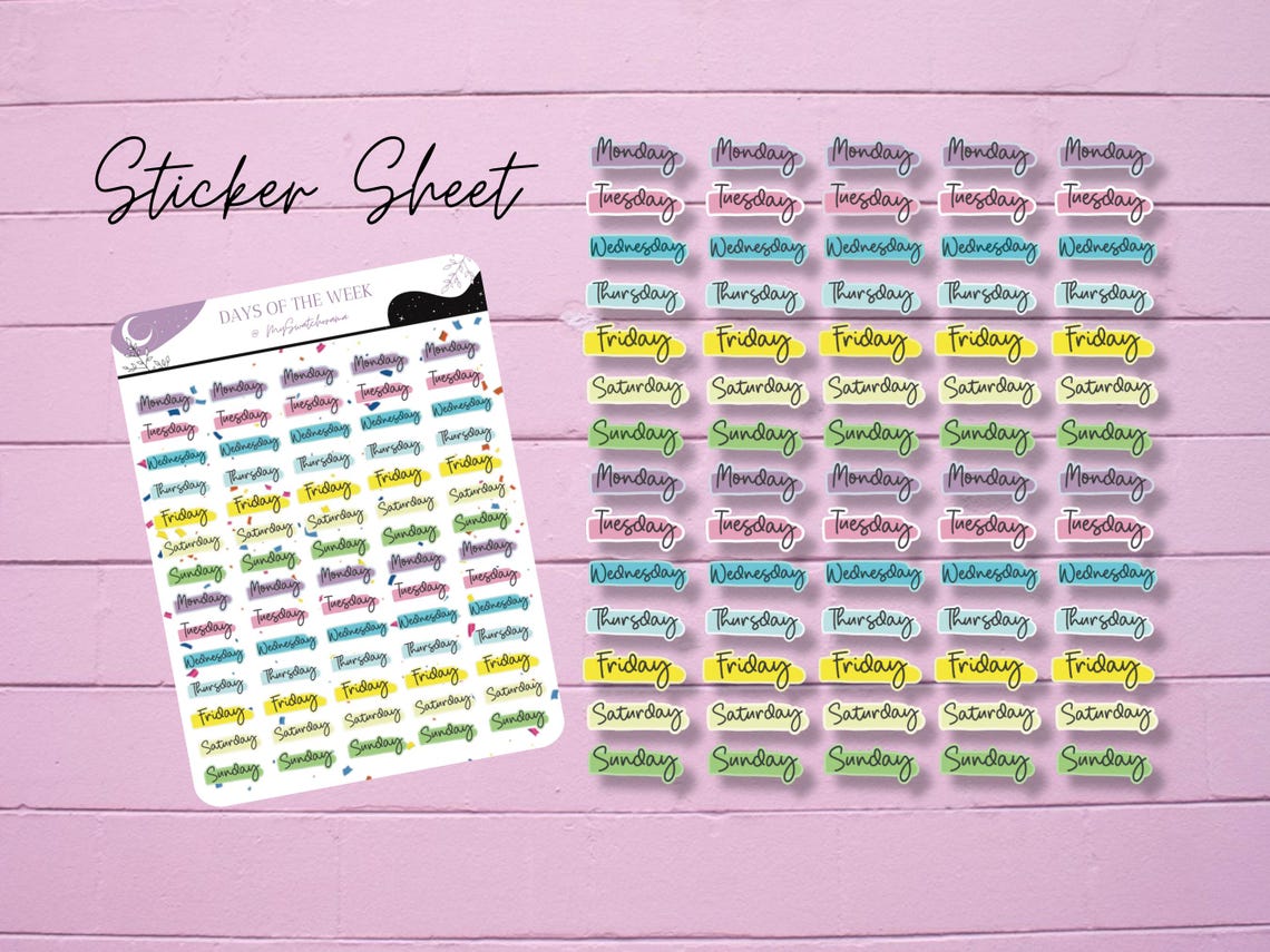 Weekly Planner Sticker Sheet, Perpetual Calendar Stickers, Organization ...