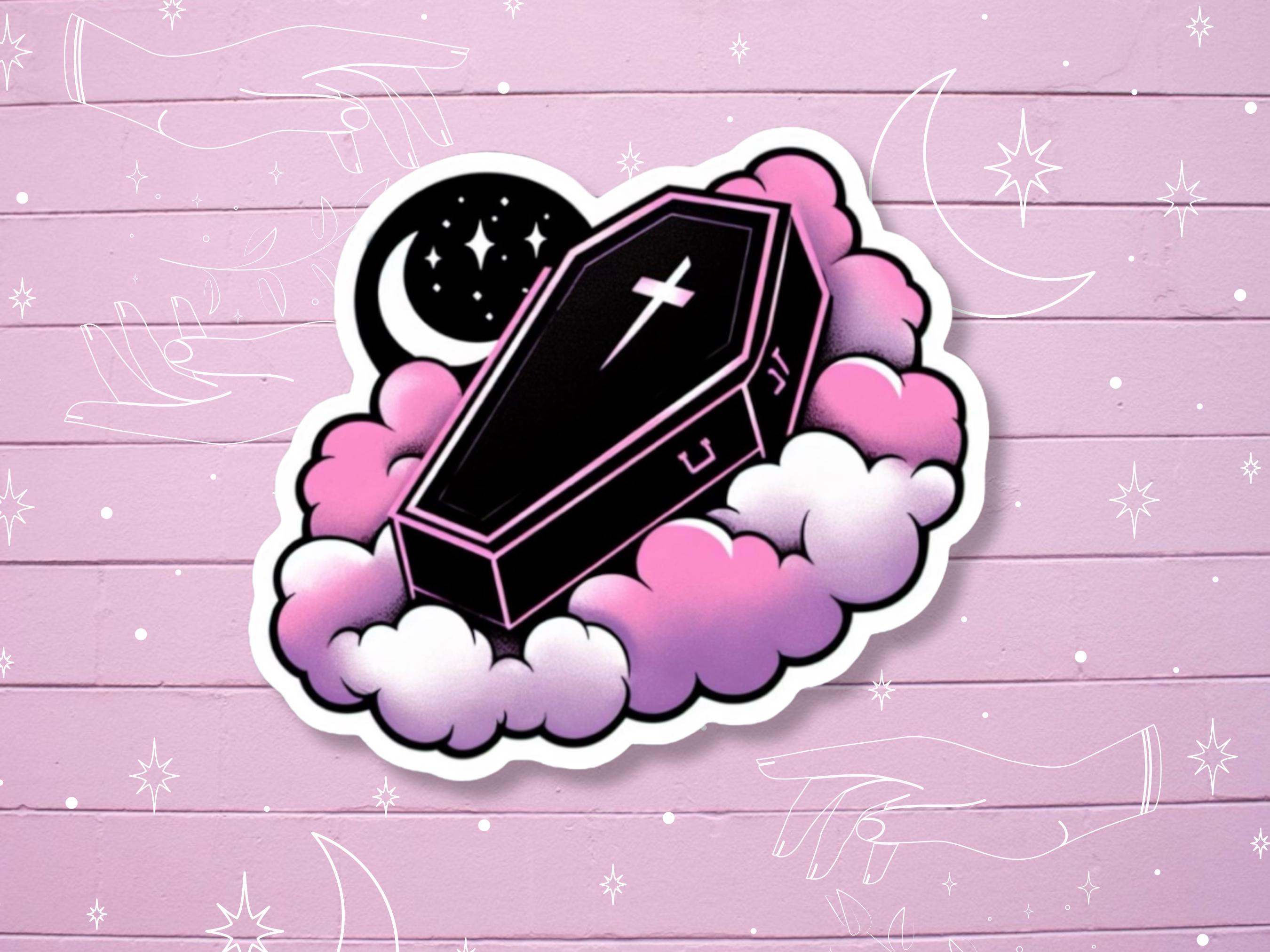Pastel Coffin Sticker: Waterproof Vinyl Decal - Etsy