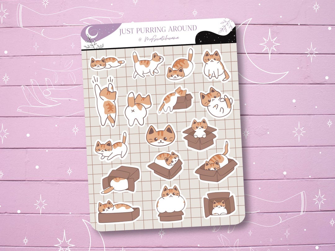 Silly Cat Antics Sticker Sheet for Decorating Planners, Journals ...