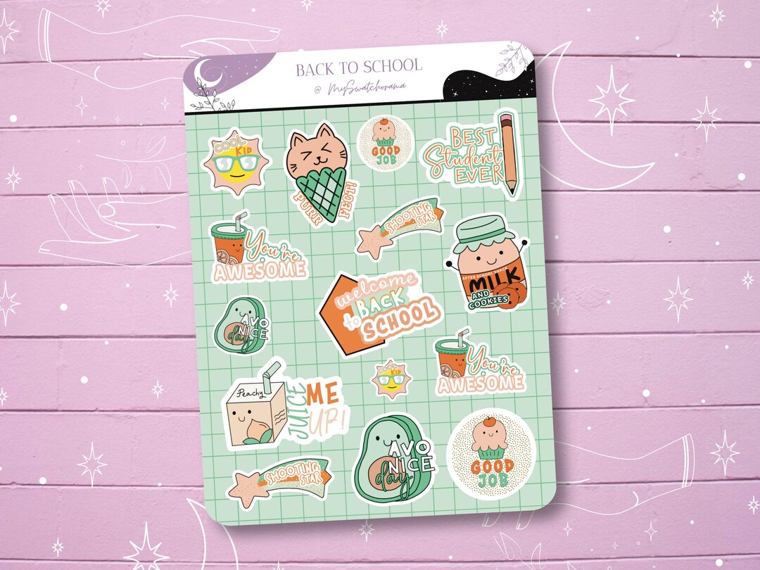 Back to School Themed Sticker Sheet for Decorating Planners, Journals ...