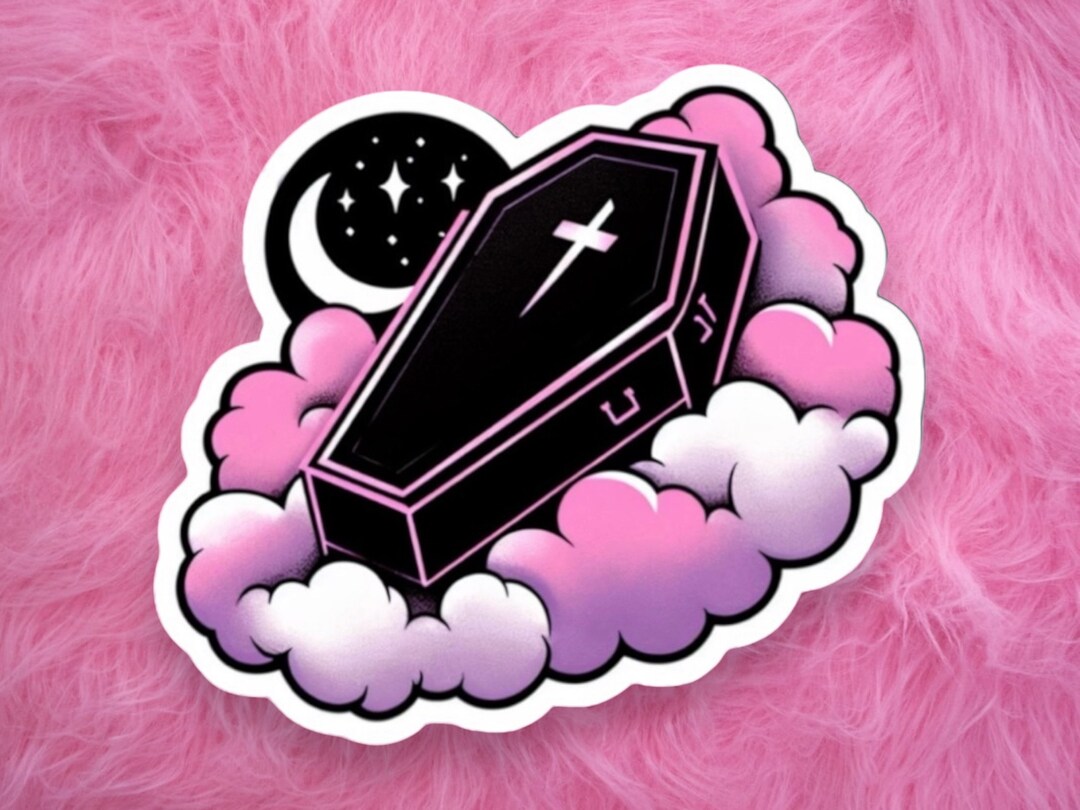 Pastel Coffin Waterproof Vinyl Sticker Decal, Pink Pastel Coffin ...