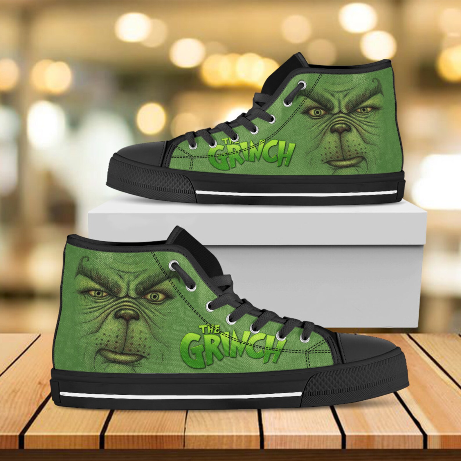 El Grinch Custom Hightop Zapatos Personalizados De Película Etsy