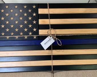 Thin Blue Line Wooden Flag - Etsy