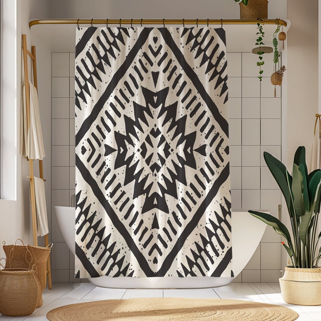 Black and White Tribal Navajo Pattern Shower Curtain - Etsy