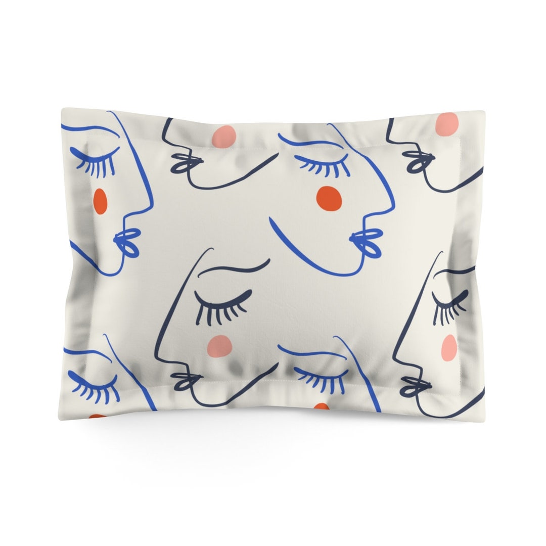 One Line Drawing Abstract Faces Pattern Modern Pillow Sham - Etsy