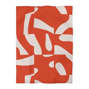 Contemporary Abstract Shapes Cream and Tangerine Duvet Cover - Etsy
