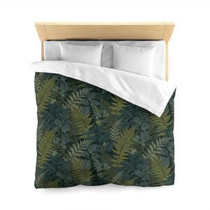 Fern Leaves on Dark Green Duvet Cover Botanical Bedding - Etsy