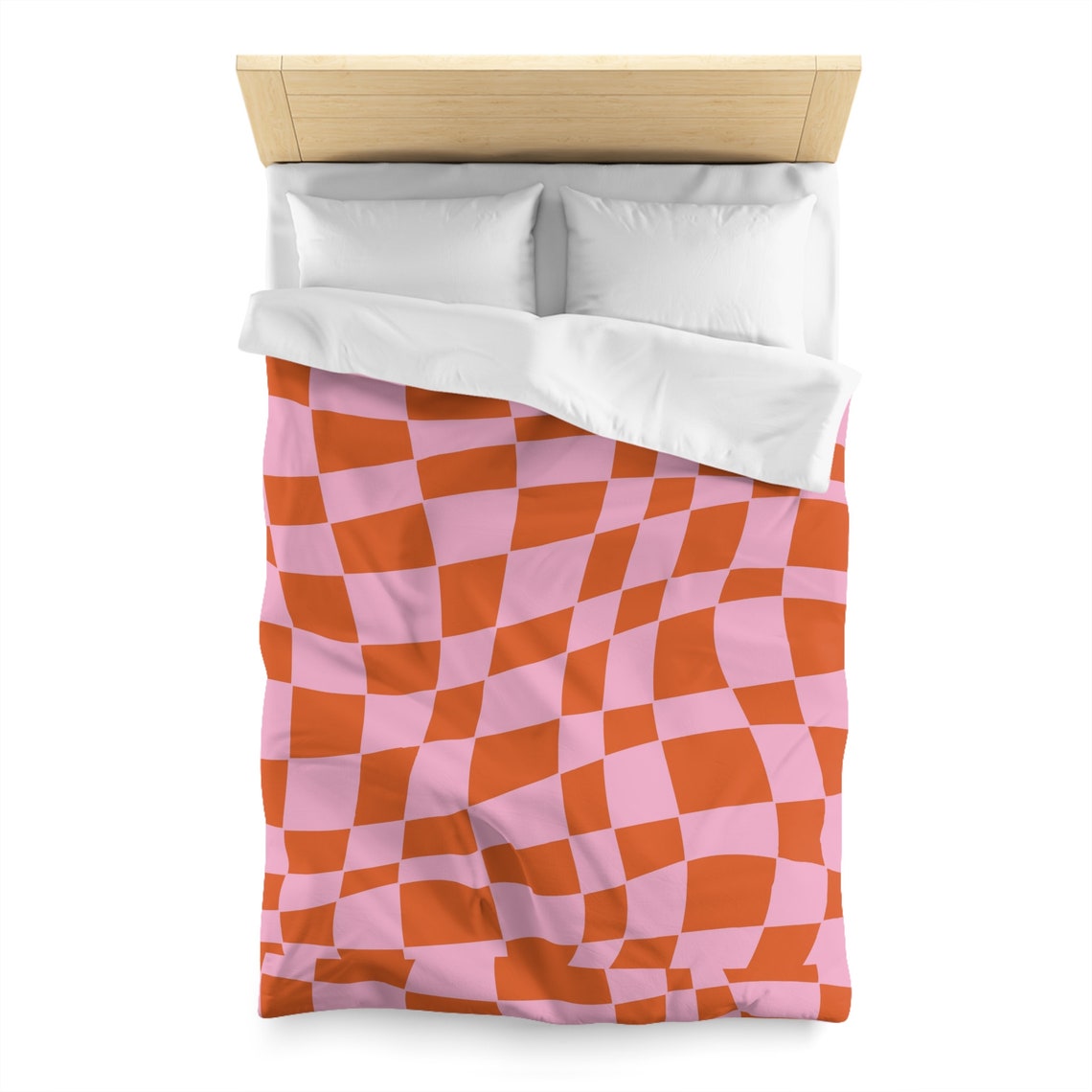 Retro Groovy Checkers Pink and Orange Duvet Cover - Etsy
