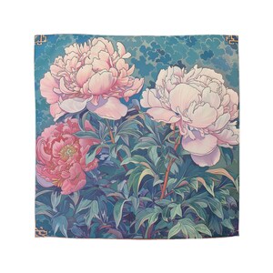 A Whimsical Image of Peonies Anime Like Illustration Floral Duvet Cover ...
