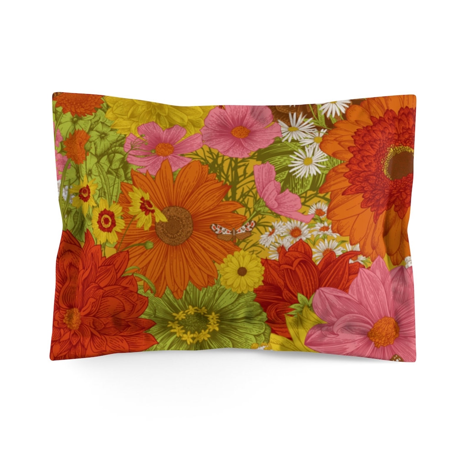 Vintage Autumn Floral Pattern Pillow Sham - Etsy