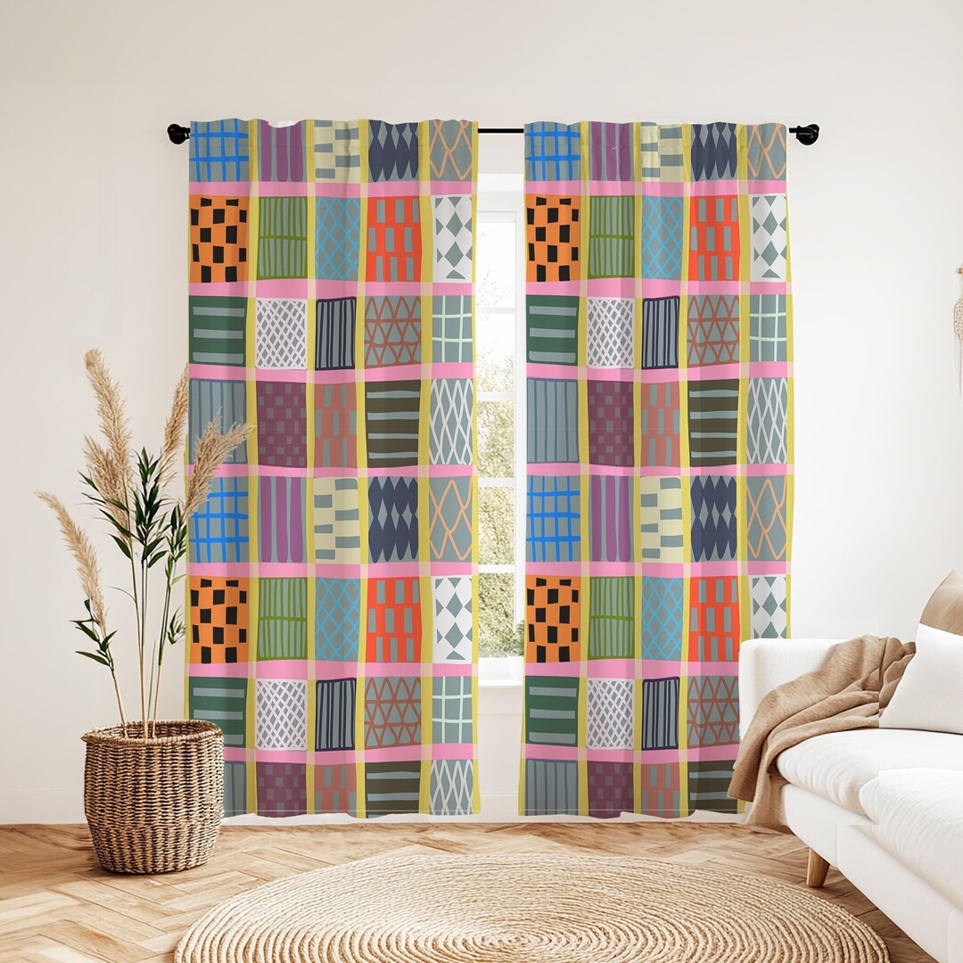 Patchwork Design of Hand Drawn Geometric Patterns in Bold Playful ...