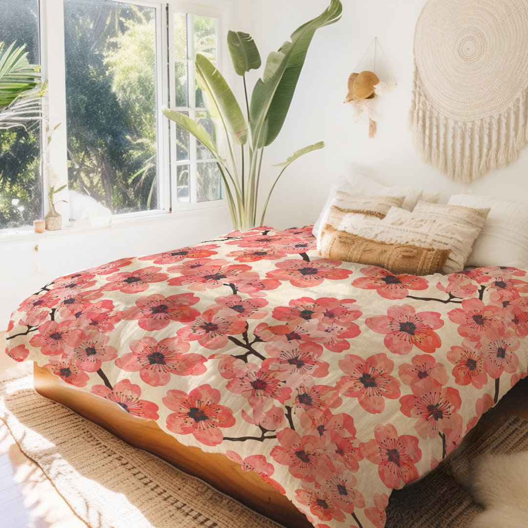 Sakura Duvet Cover Japanese Floral Design Bedding - Etsy