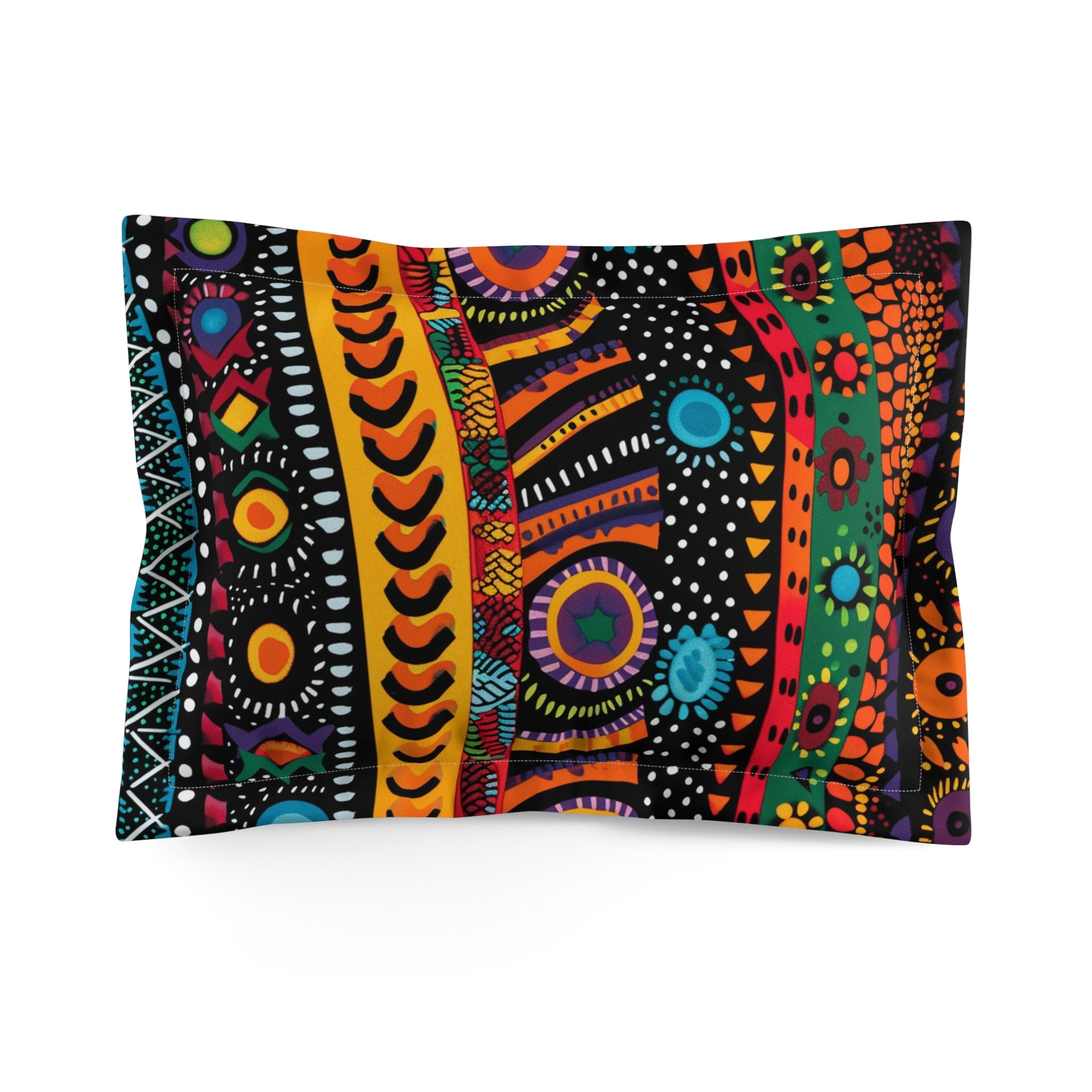 Colorful African Designs With A Wavy Patchwork Design Tribal Pillow ...