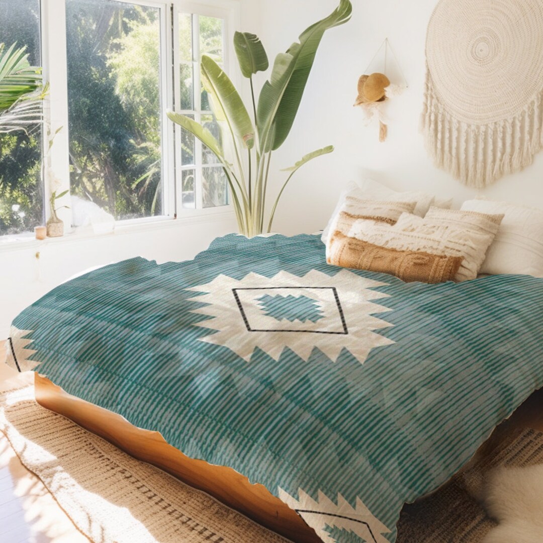 Teal Native American Bedding - Aztec Duvet Cover - Etsy
