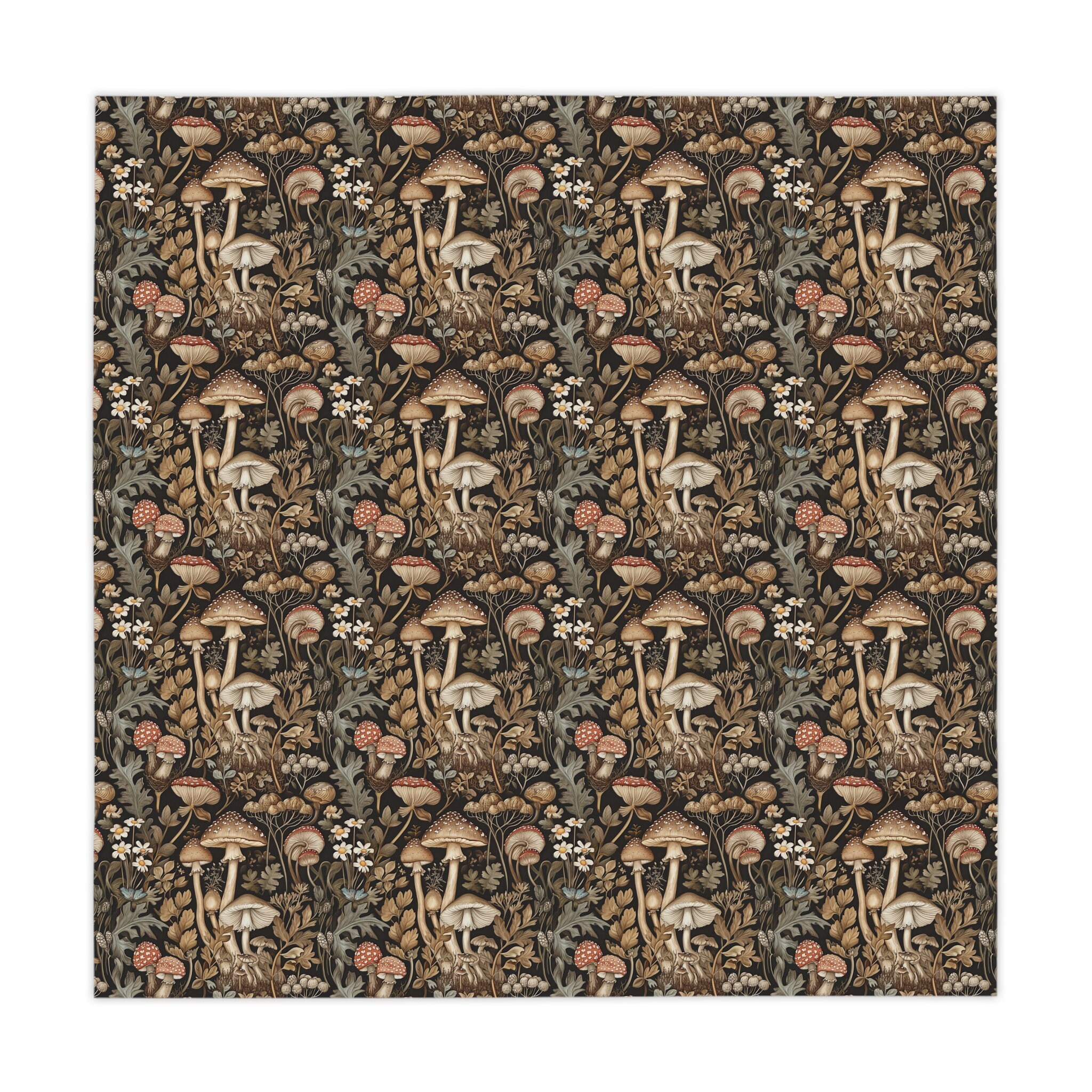 William Morris Inspired Cottagecore Pattern With Mushrooms Tablecloth ...