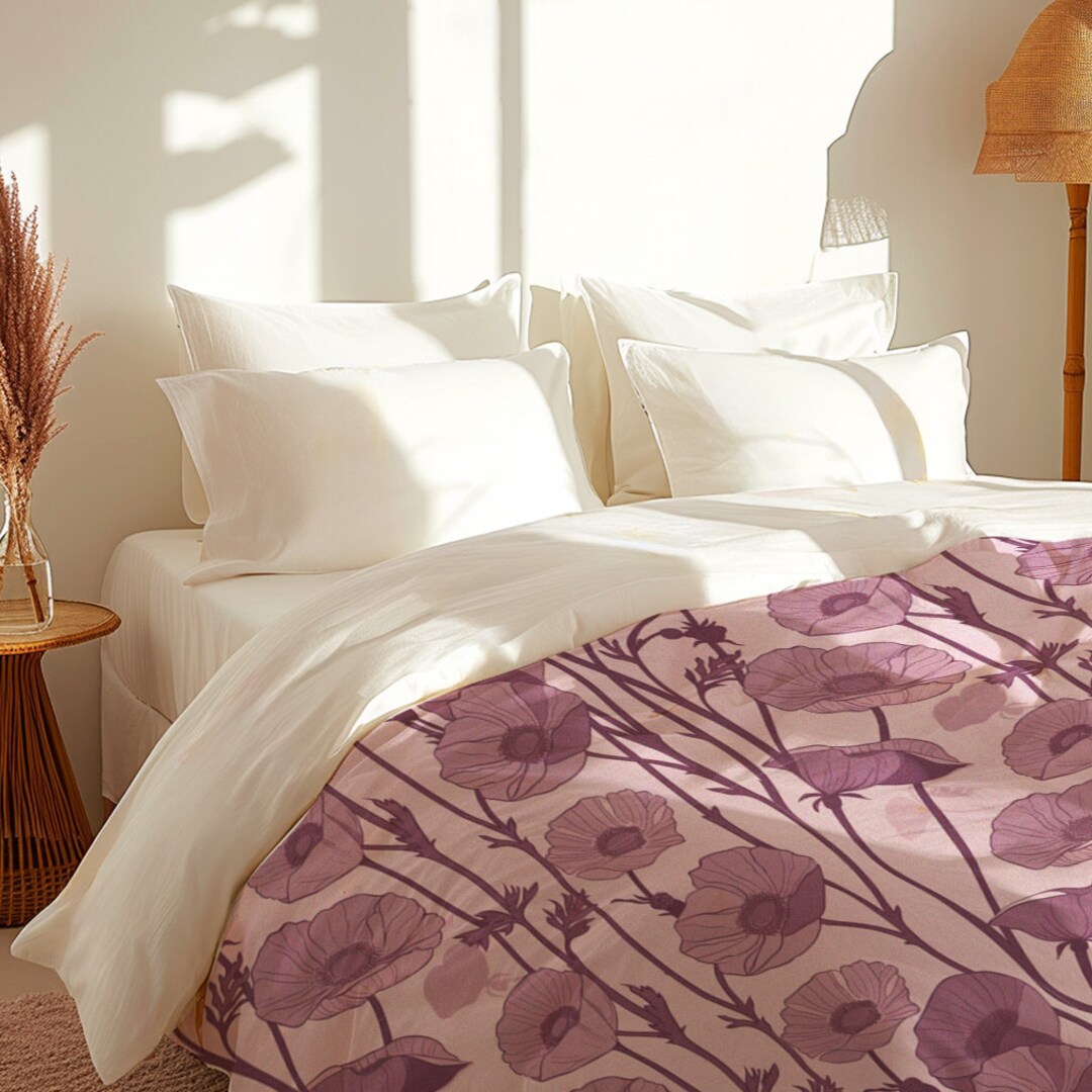 Poppies in Mauve Duvet Cover - Boho Chic Bedding - Etsy