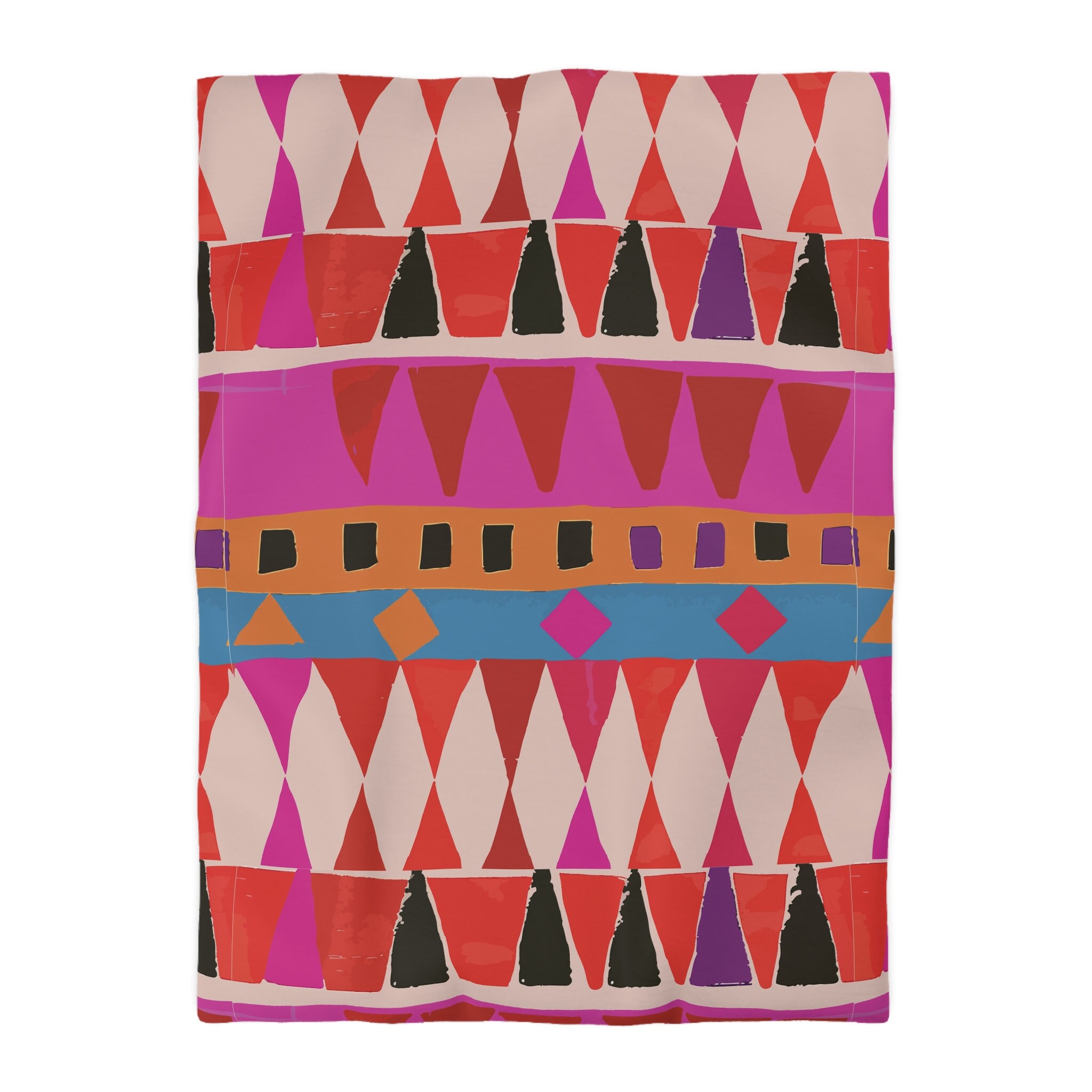 Hand Drawn Shapes Aztec Motifs Hot Pink Bold Colors Duvet Cover - Etsy