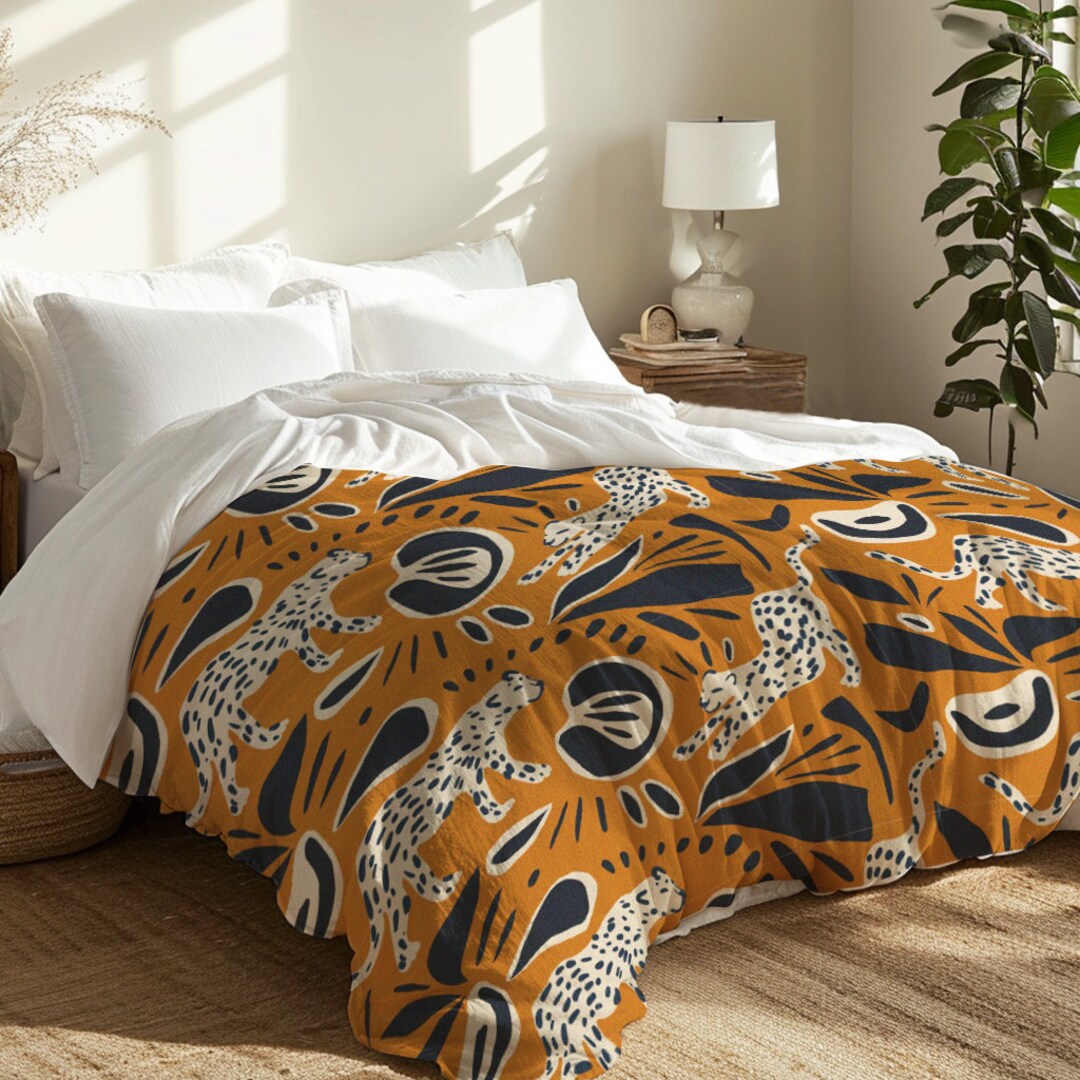 Hand Drawn Cheetahs and Shapes Earth Tones Modern Duvet Cover - Etsy
