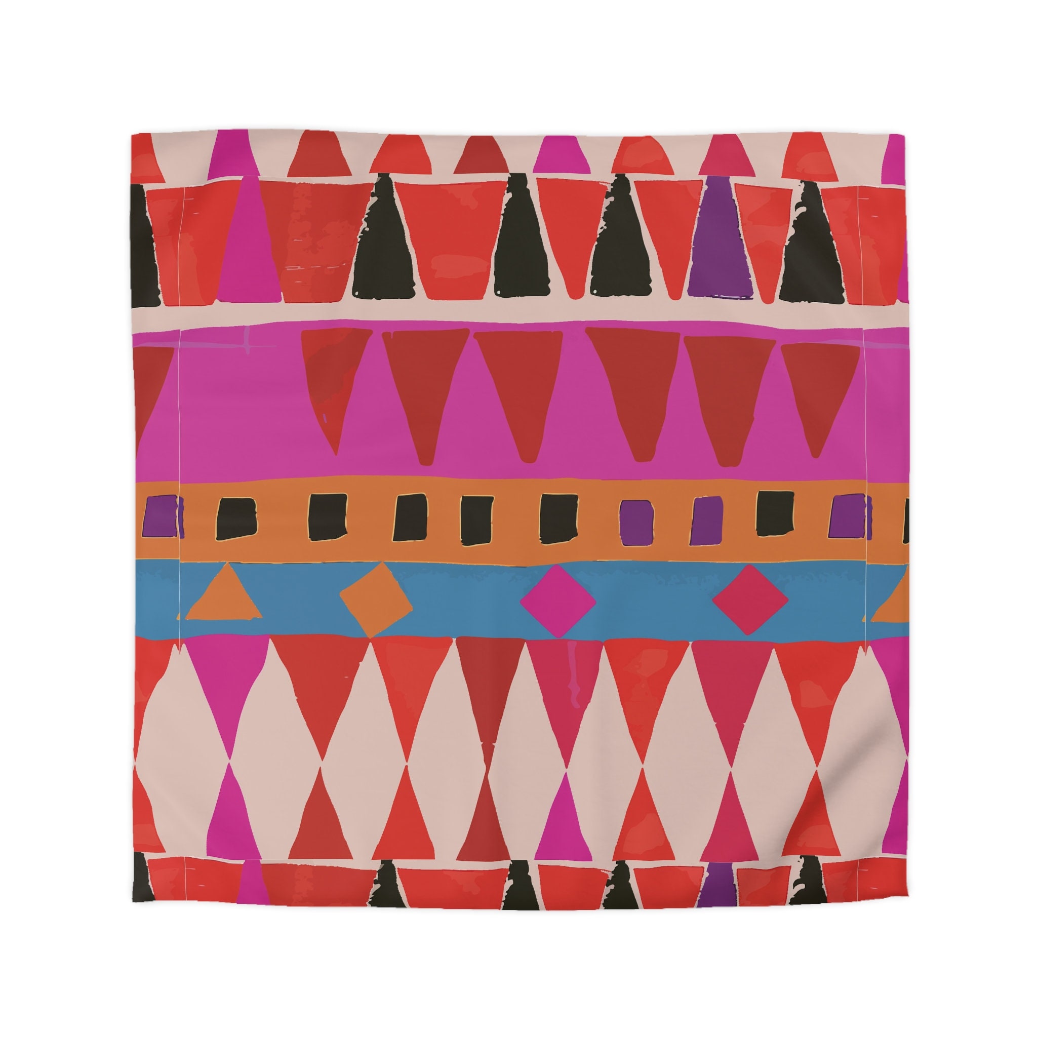 Hand Drawn Shapes Aztec Motifs Hot Pink Bold Colors Duvet Cover - Etsy