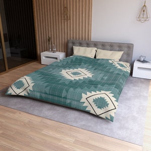 Teal Native American Bedding - Aztec Duvet Cover - Etsy