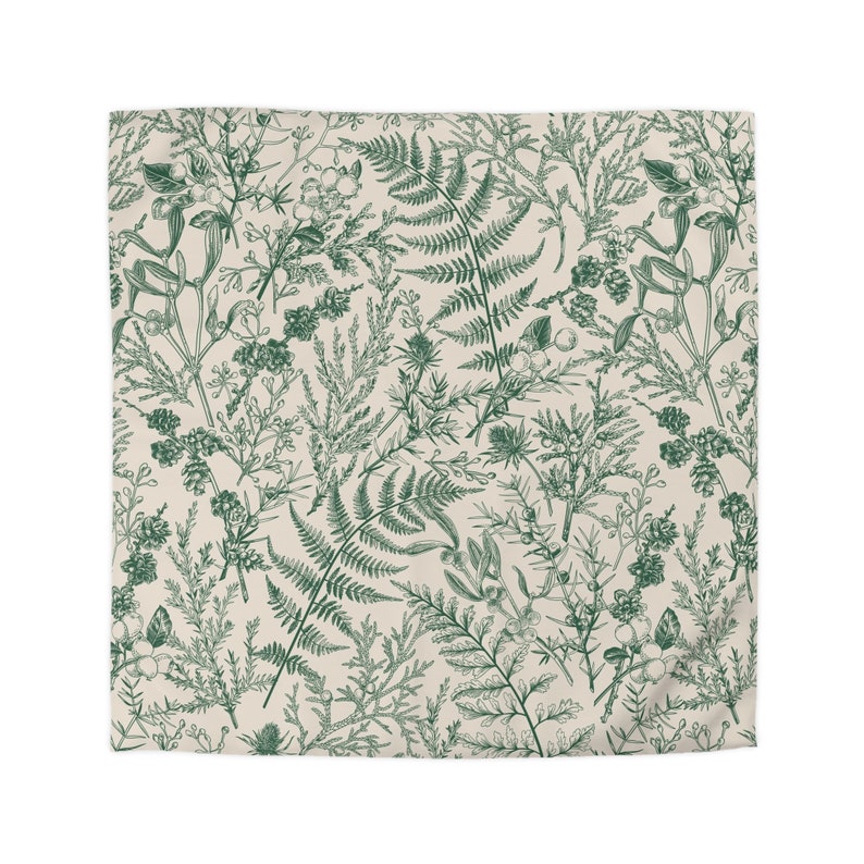 Monochromatic Botanical Pattern Cream and Cream Duvet Cover - Etsy
