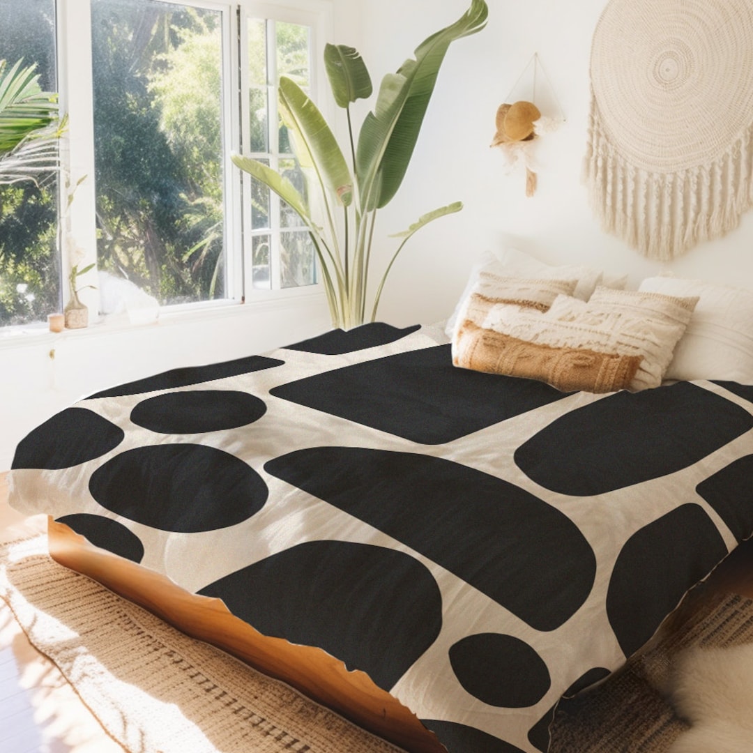 Minimalist Pattern With Abstract Shapes Black and Cream Duvet Cover - Etsy