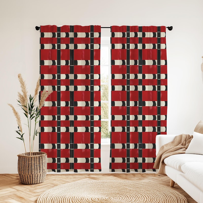 Red Black Curtains - Etsy