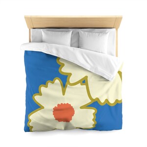 Abstract Floral Design on Azure Blue Duvet Cover - Etsy