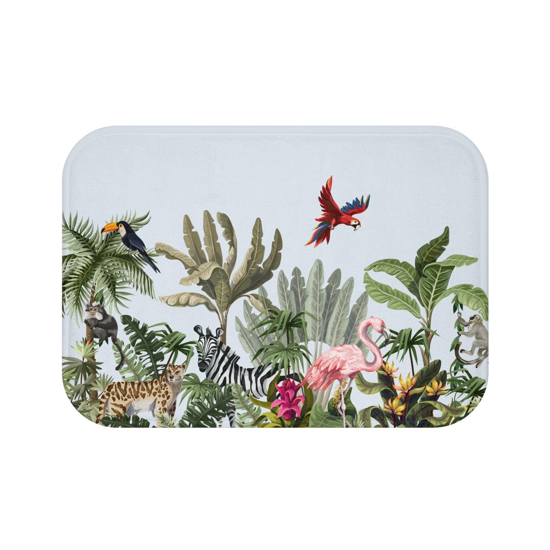 Animals and Plants of the Jungle Bath Mat - Etsy