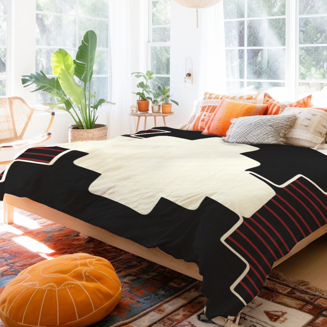 Minimalist Navajo Design Cream Black and Burgundy Duvet Cover - Etsy
