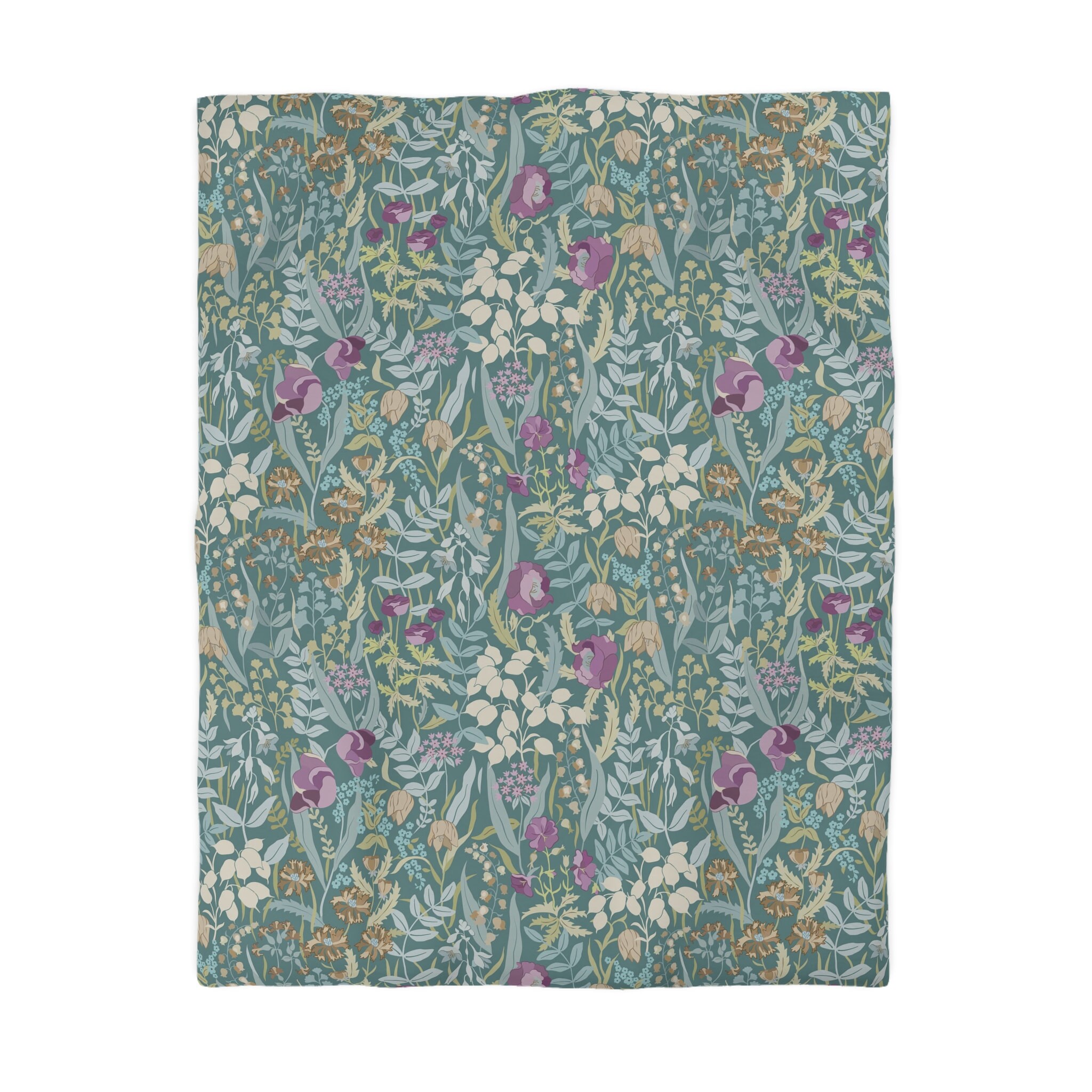 Wildflowers - Lilac and Sage Green Duvet Cover - Etsy