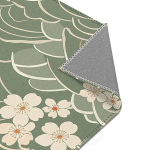 Traditional Japanese Motifs Sakura and Waves Sage Green Area Rug - Etsy