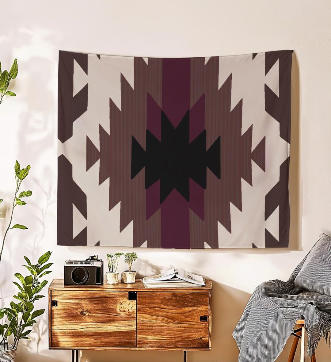Brown and Black Classical Aztec Pattern Wall Tapestry - Etsy