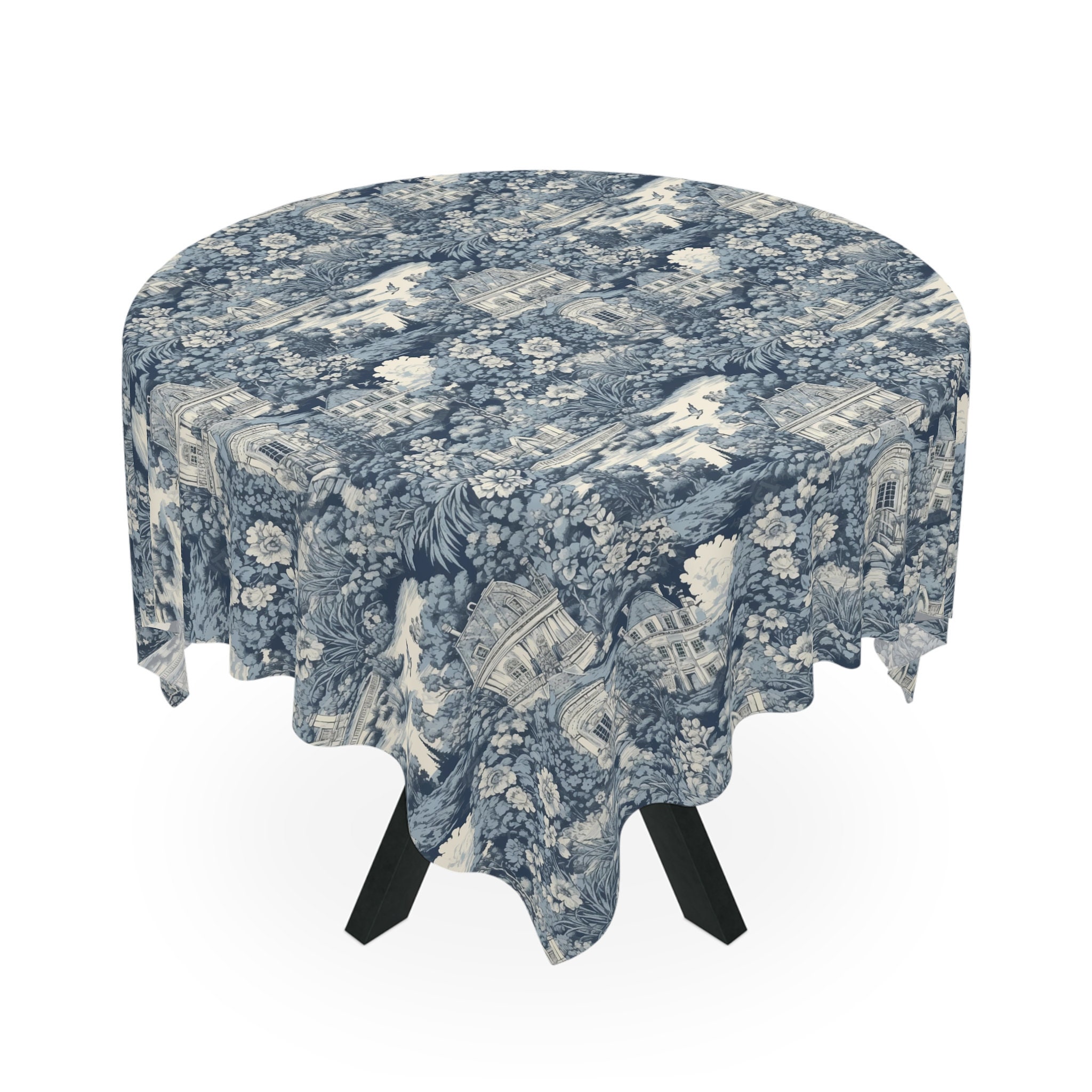 Toile De Jouy Pattern Illustration of Manor Tablecloth - Etsy