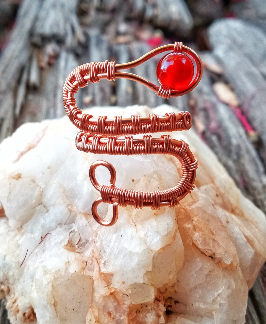 Handmade Woven Copper and Carnelian Ring #28 - Etsy