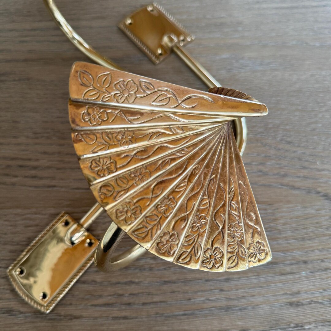 Set of 6 Brass Fan Curtain Tiebacks Wall Mounted - Etsy