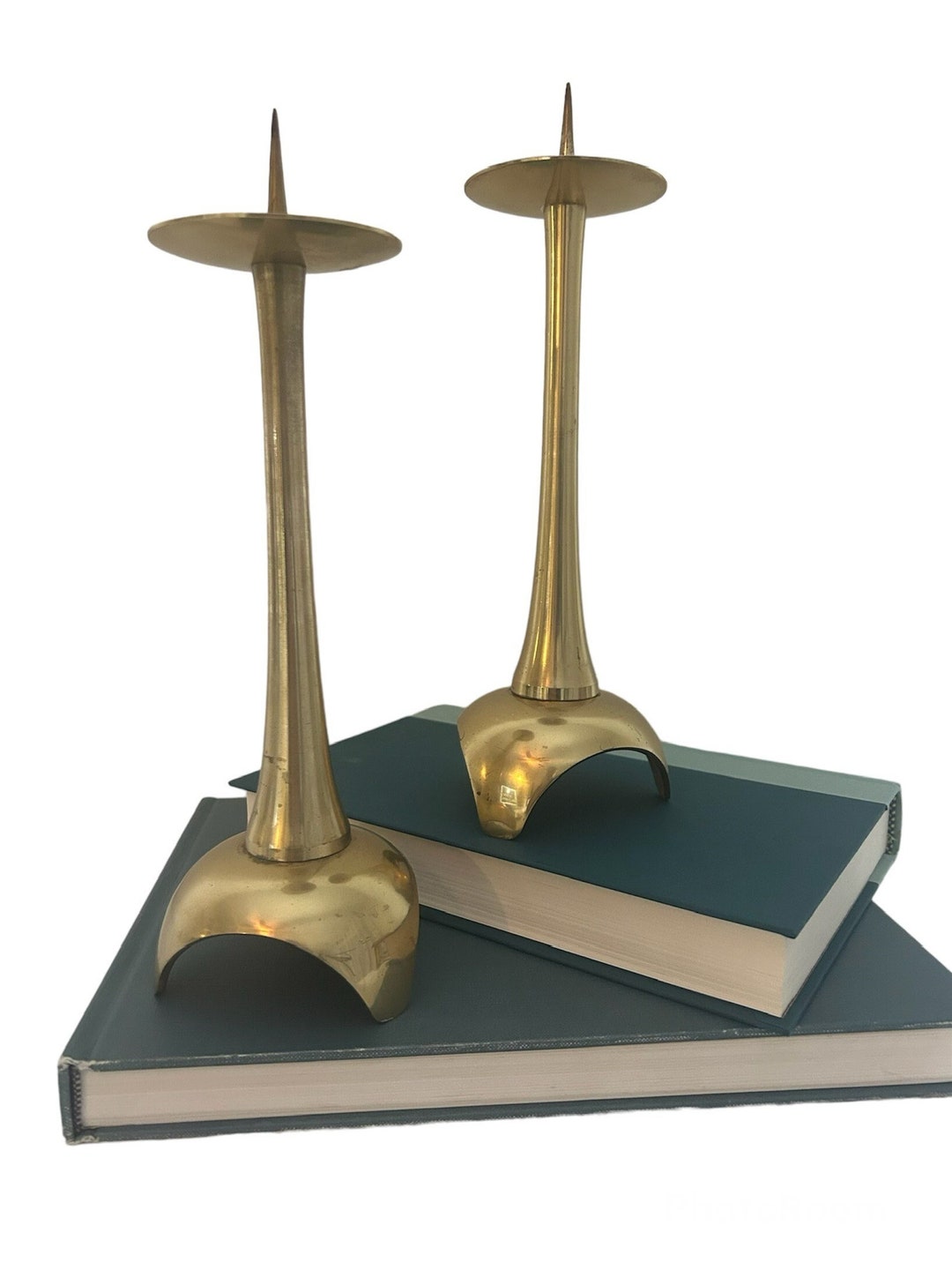 Vintage MCM Brass Candle Holders - Etsy