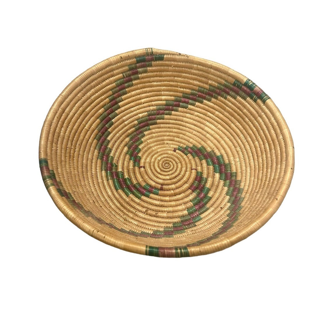 Handmade Boho African Tanzania Round Woven Basket Teal & Purple - Etsy