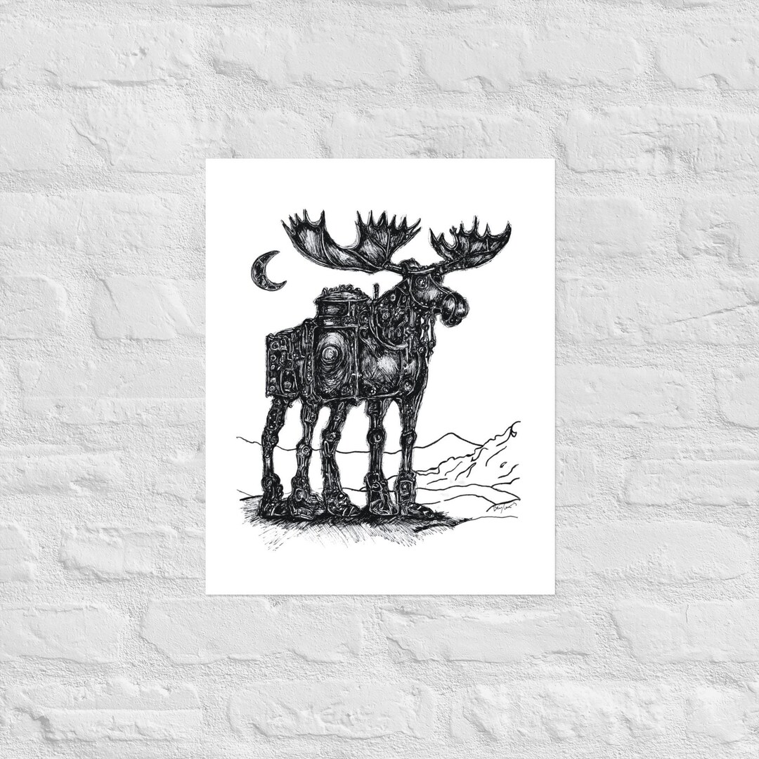 RUSTY Moose Pen and Ink Art Print - Etsy