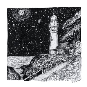 Oregon Coast Lighthouse Art Print: Pen and Ink Seascape - Etsy