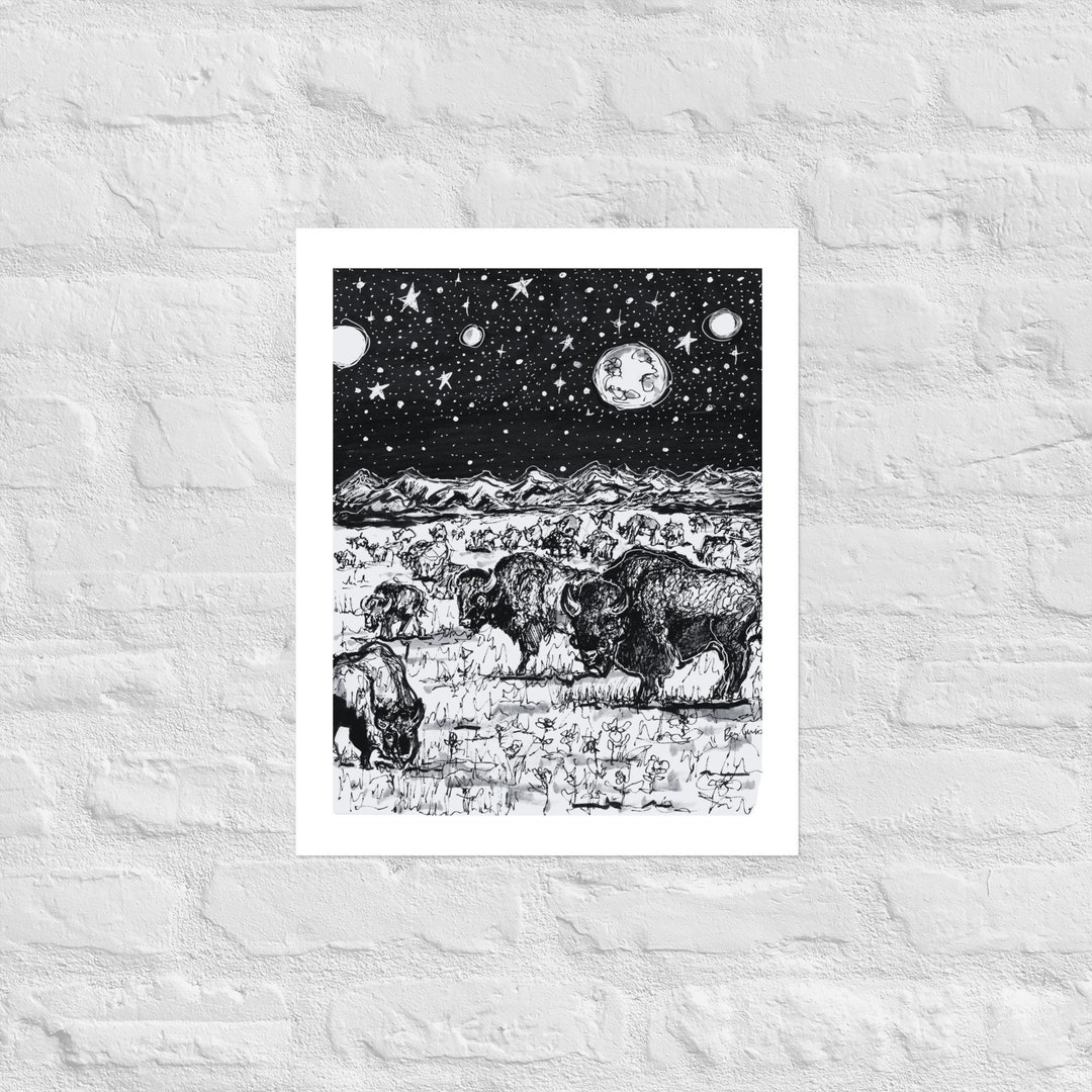 ROAM Bison Pen and Ink Art - Etsy