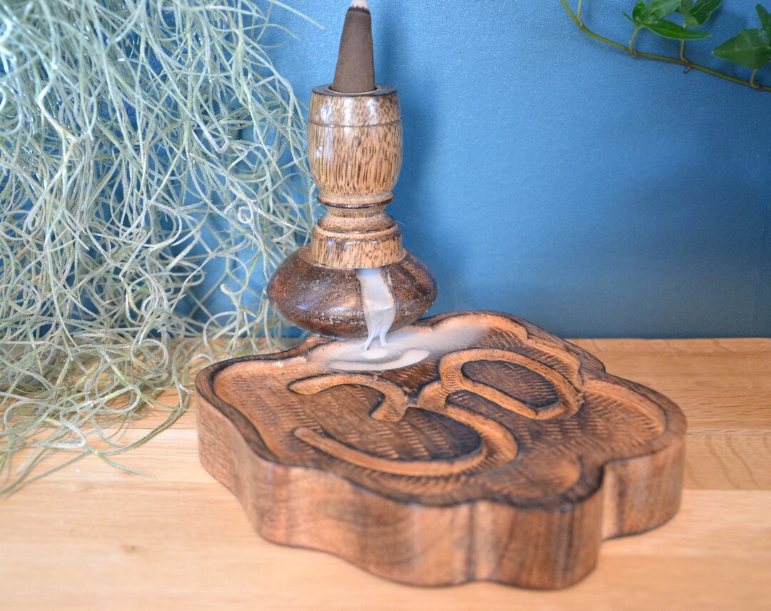 Mango Wood Incense Fountain Incense Waterfall Meditation OM Motif - Etsy