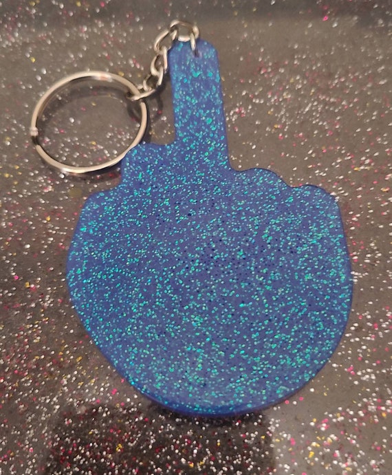 Epoxy Resin Funny Middle Finger Cool Keychain Resin Glitter - Etsy
