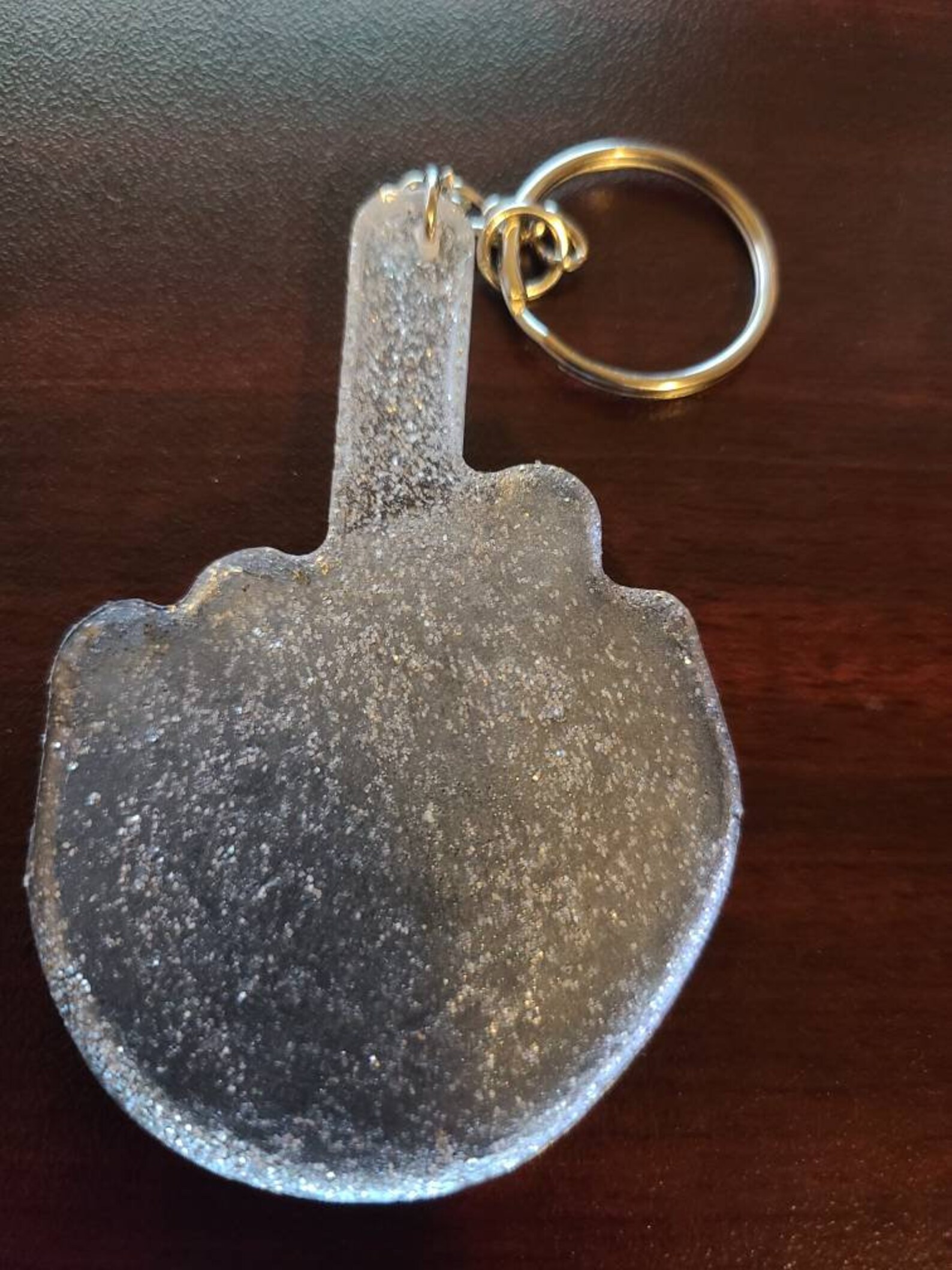 Epoxy Resin Funny Middle Finger Cool Keychain Resin Glitter - Etsy