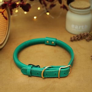 Rolled Leather Dog Collar With Bead ID Tag - Personalized Dog Collars ...