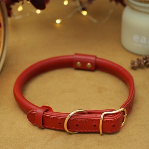 Rolled Leather Dog Collar With Bead ID Tag - Personalized Dog Collars ...