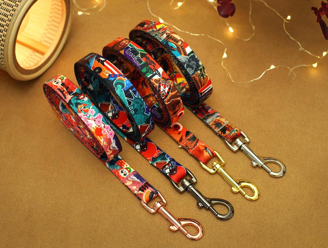 Adjustable Nylon Dog Leashes With Global Place Patterns, Durable Travel ...