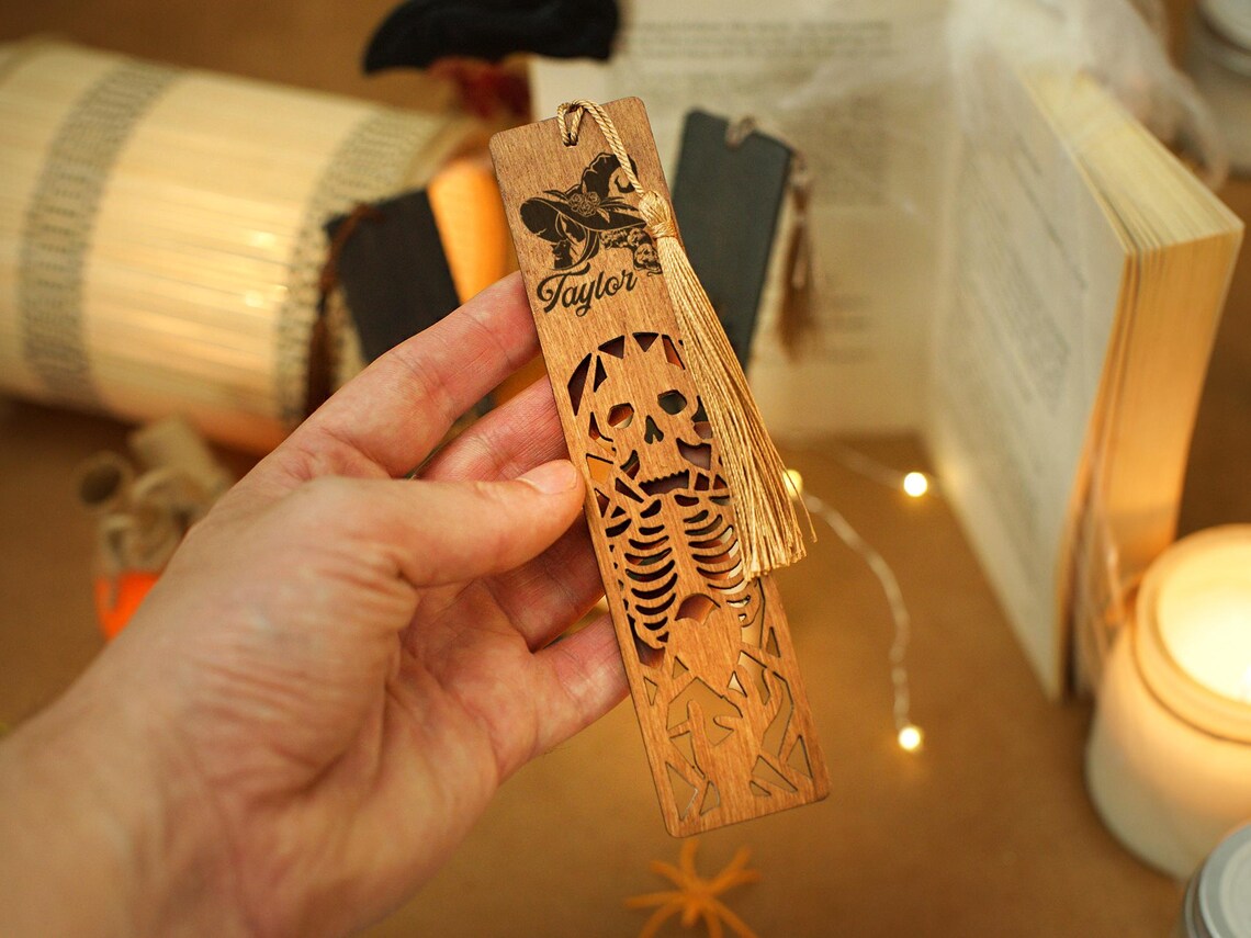 Cute Wood Bookmark Personalized, Custom Halloween Bookmark With Tassel ...