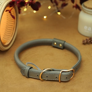 Rolled Leather Dog Collar With Bead ID Tag - Personalized Dog Collars ...