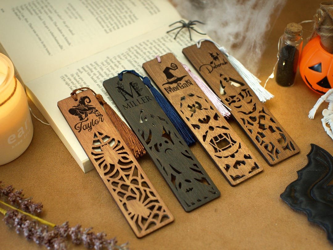 Cute Wood Bookmark Personalized, Custom Halloween Bookmark With Tassel ...